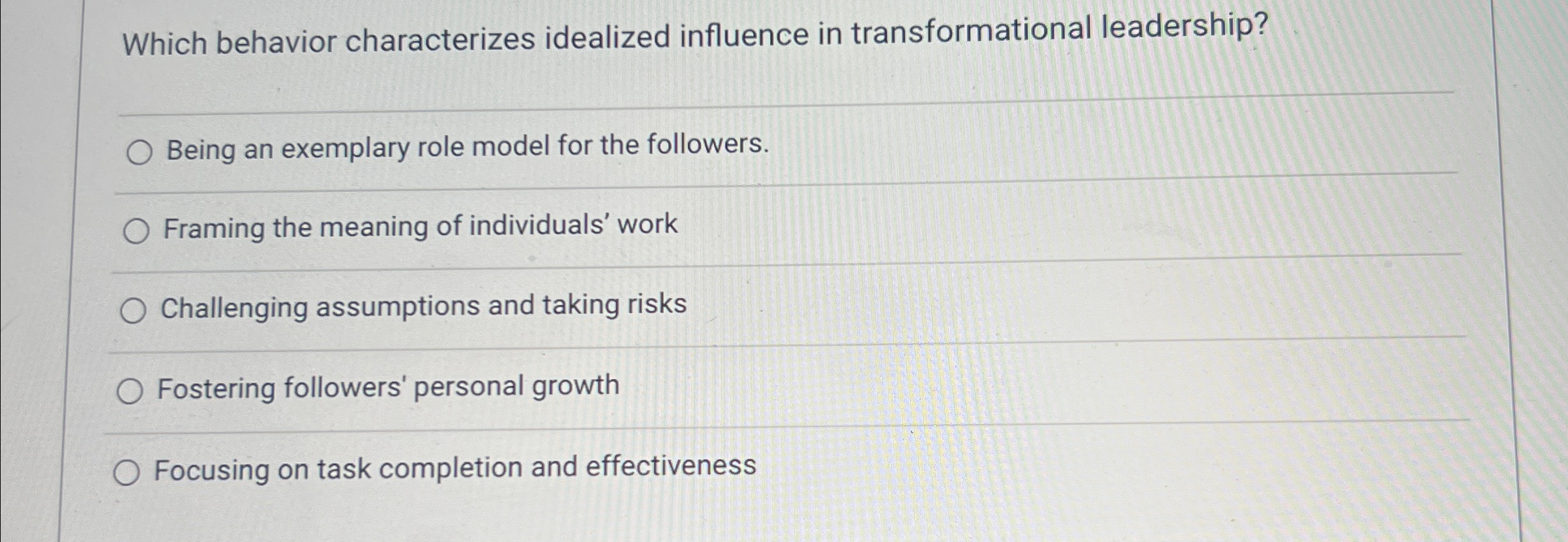 Solved Which behavior characterizes idealized influence in | Chegg.com