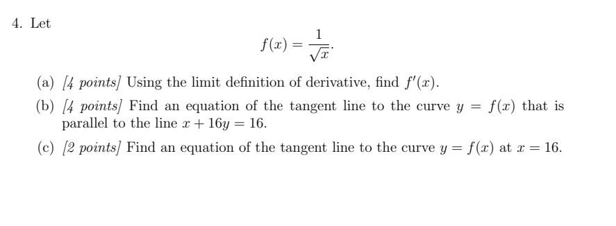 Solved 4 Let F X X1 A [4 Points] Using The Limit