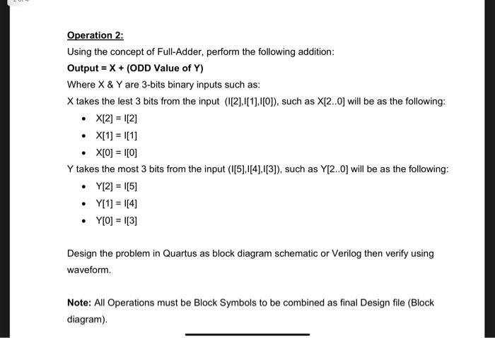 Solved Operation 2: Using the concept of Full-Adder, perform | Chegg.com