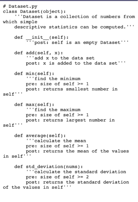 Solved Complete the implementation of the Dataset ADT.Also | Chegg.com Solved Complete the implementation of the Dataset ADT.Also | Chegg.com
