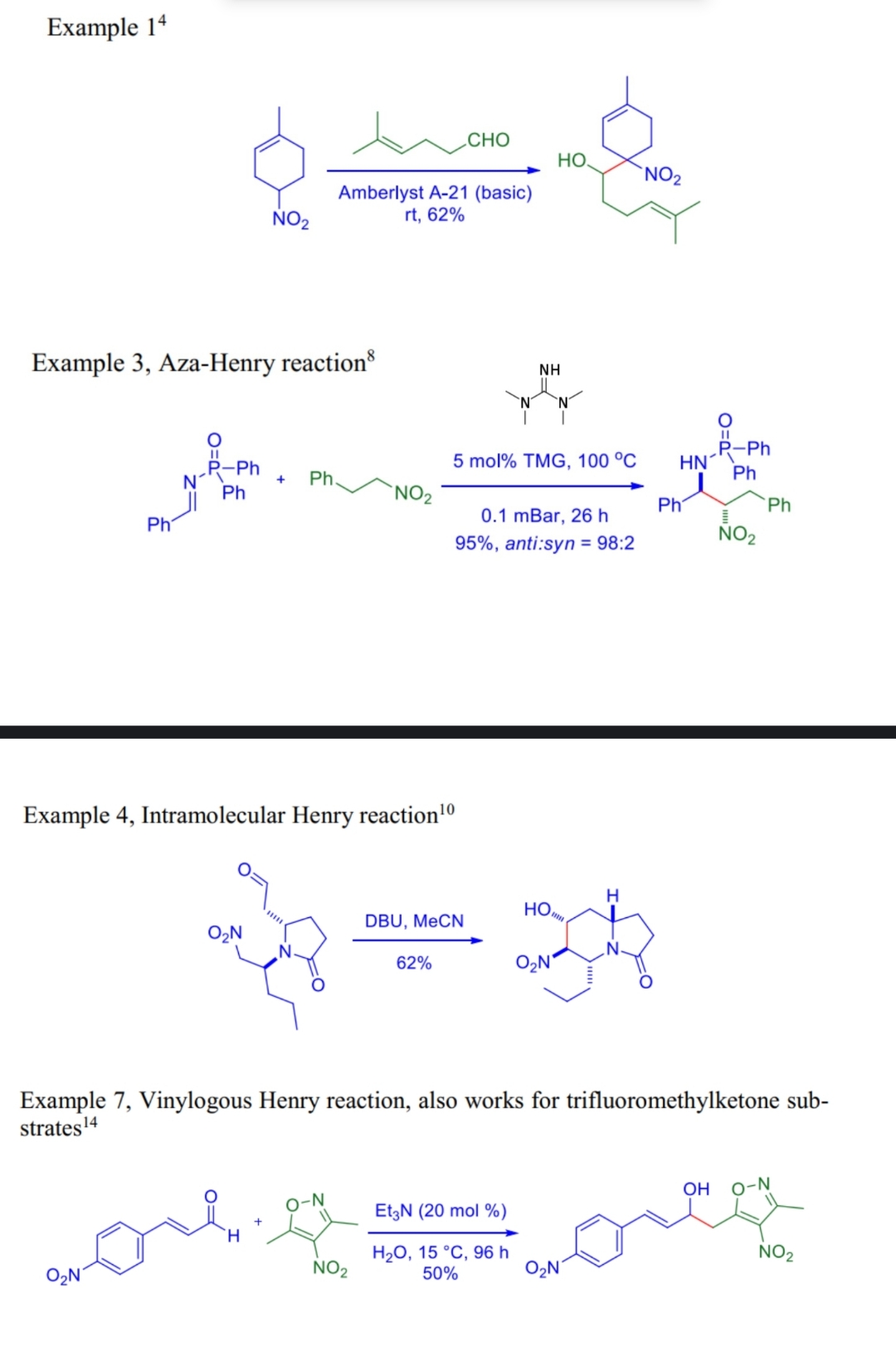 Solved Example 14Example 3, ﻿Aza-Henry reaction ?8NHExample | Chegg.com