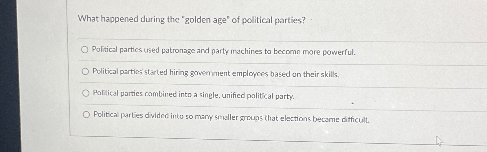 Solved What happened during the "golden age" of political | Chegg.com