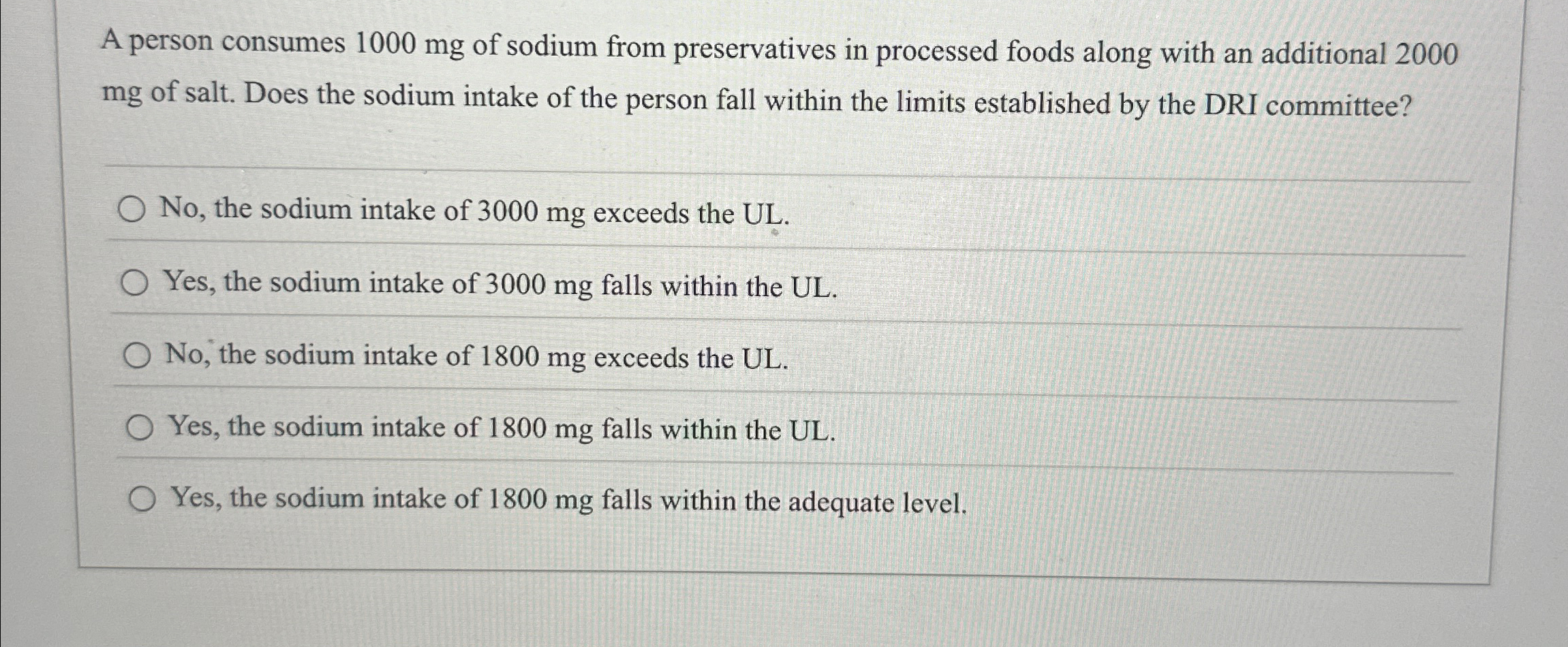 Solved A person consumes 1000 ﻿mg of sodium from | Chegg.com