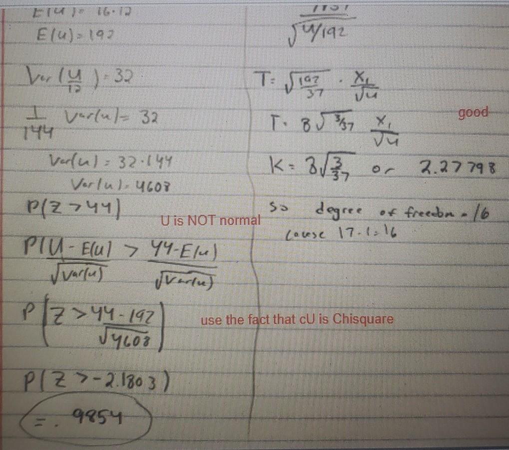 Solved Let Yı, Y2, ...Y17 be a random sample size 17 from a | Chegg.com