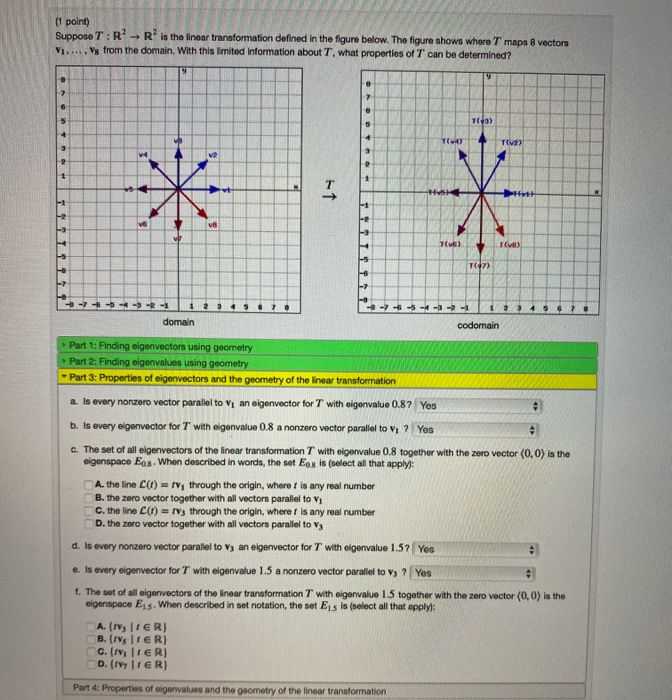 Solved 1 Point Supposo T R R Is The Linear Transformation