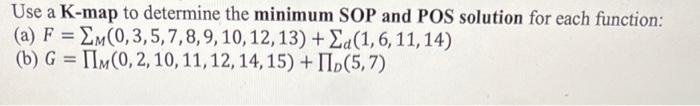Solved Use a K-map to determine the minimum SOP and POS | Chegg.com