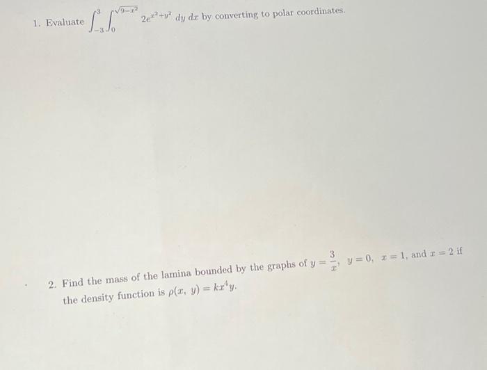 2. Find the mass of the lamina bounded by the graphs | Chegg.com