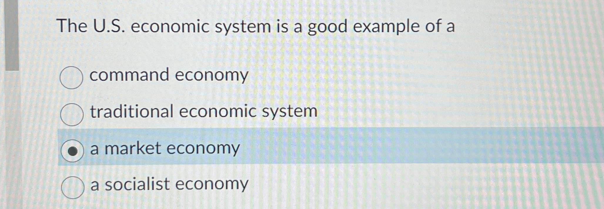 Solved The U.S. ﻿economic system is a good example of | Chegg.com