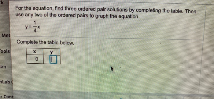 Solved For the equation, find three ordered pair solutions | Chegg.com
