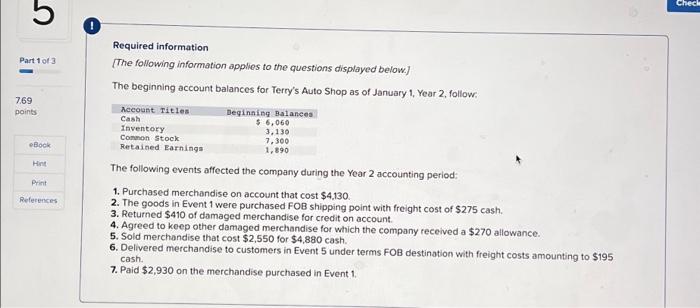 Solved 5 Part 1 of 3 7.69 points eBook Hint Print References | Chegg.com