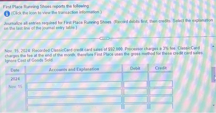 Solved First Place Running Shoes reports the following: (i) | Chegg.com