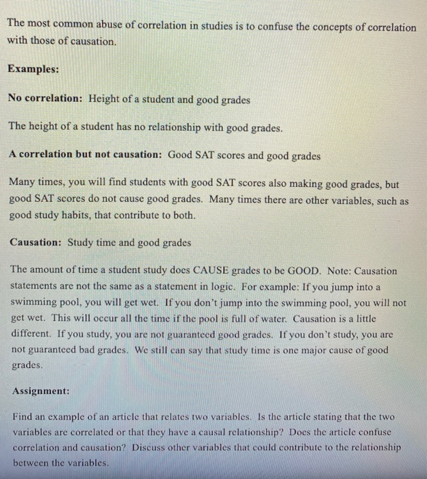 Solved The most common abuse of correlation in studies is to | Chegg.com