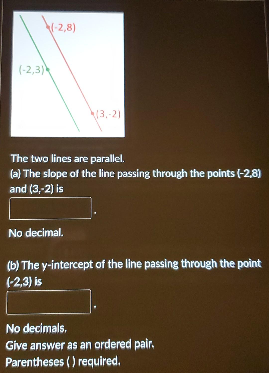 Solved The two lines are parallel. (a) The slope of the line | Chegg.com