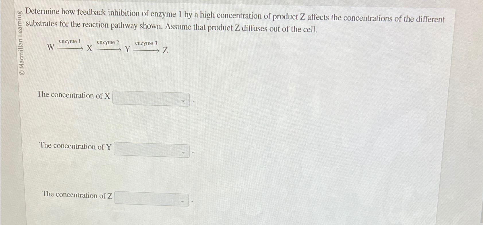 Solved Determine how feedback inhibition of enzyme 1 ﻿by a | Chegg.com