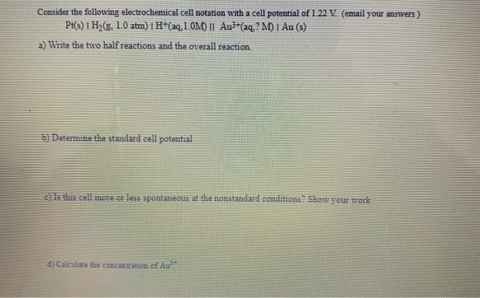 Solved Consider the following electrochemical cell notation | Chegg.com