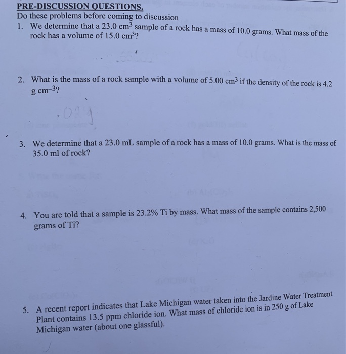 Solved PRE-DISCUSSION QUESTIONS. Do these problems before | Chegg.com
