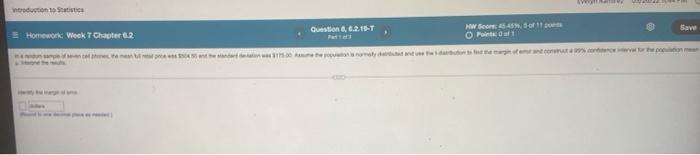 introduction to Statistics Homework: Week 7 Chapter | Chegg.com