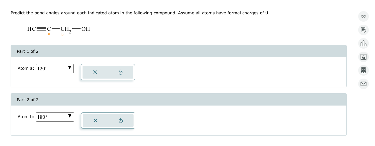 Solved Predict the bond angles around each indicated atom in | Chegg.com