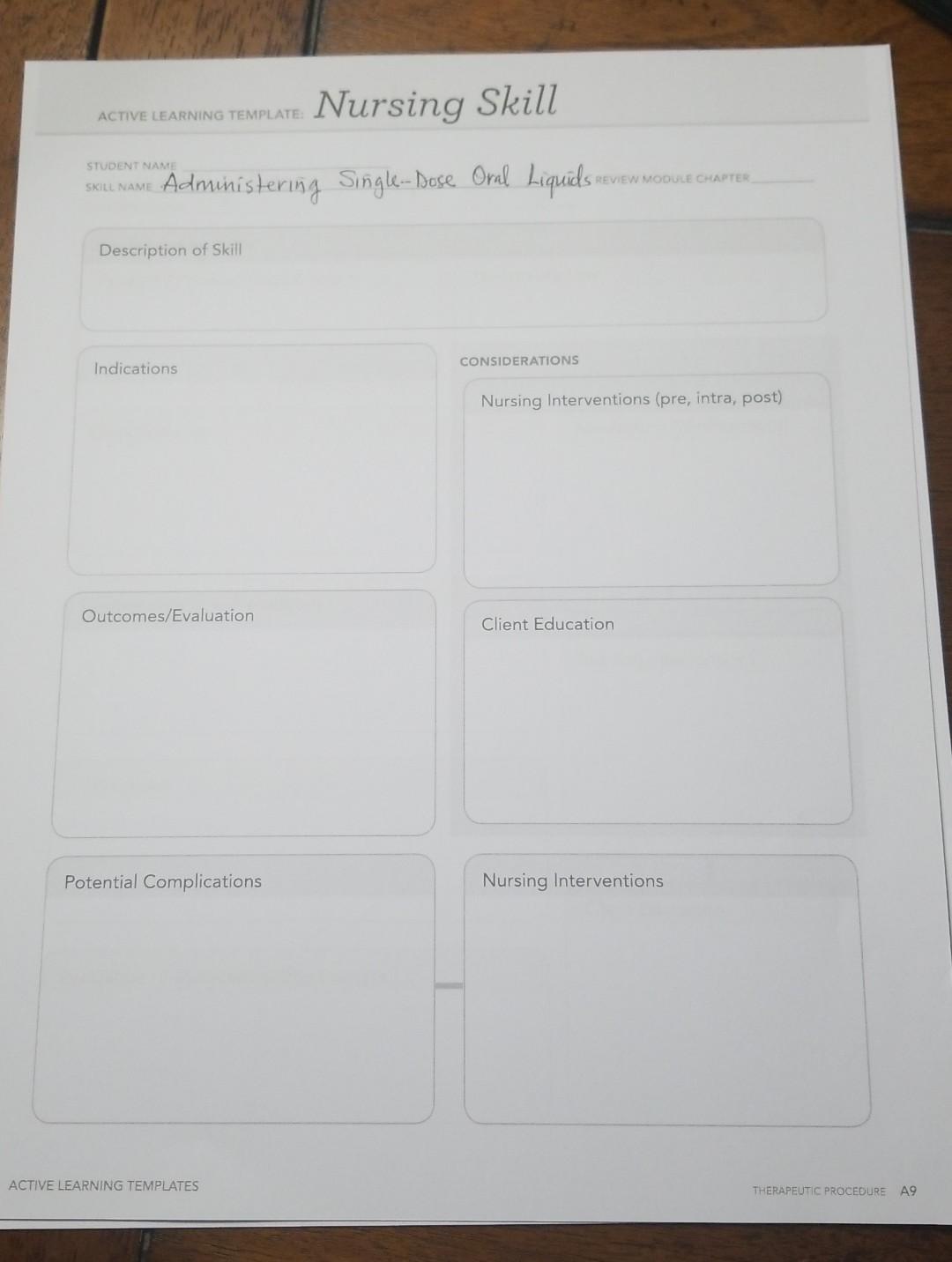 Solved ACTIVE LEARNING TEMPLATE: Nursing Skill STUDENT NAME | Chegg.com