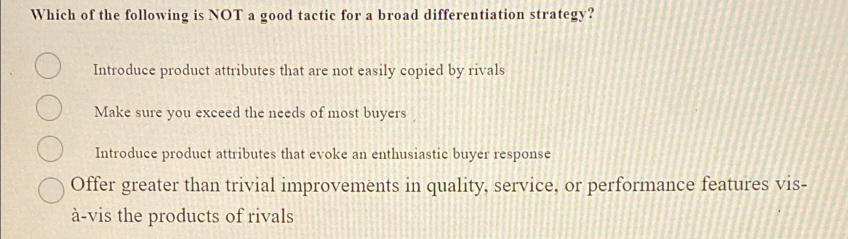 Solved Which of the following is NOT a good tactic for a | Chegg.com