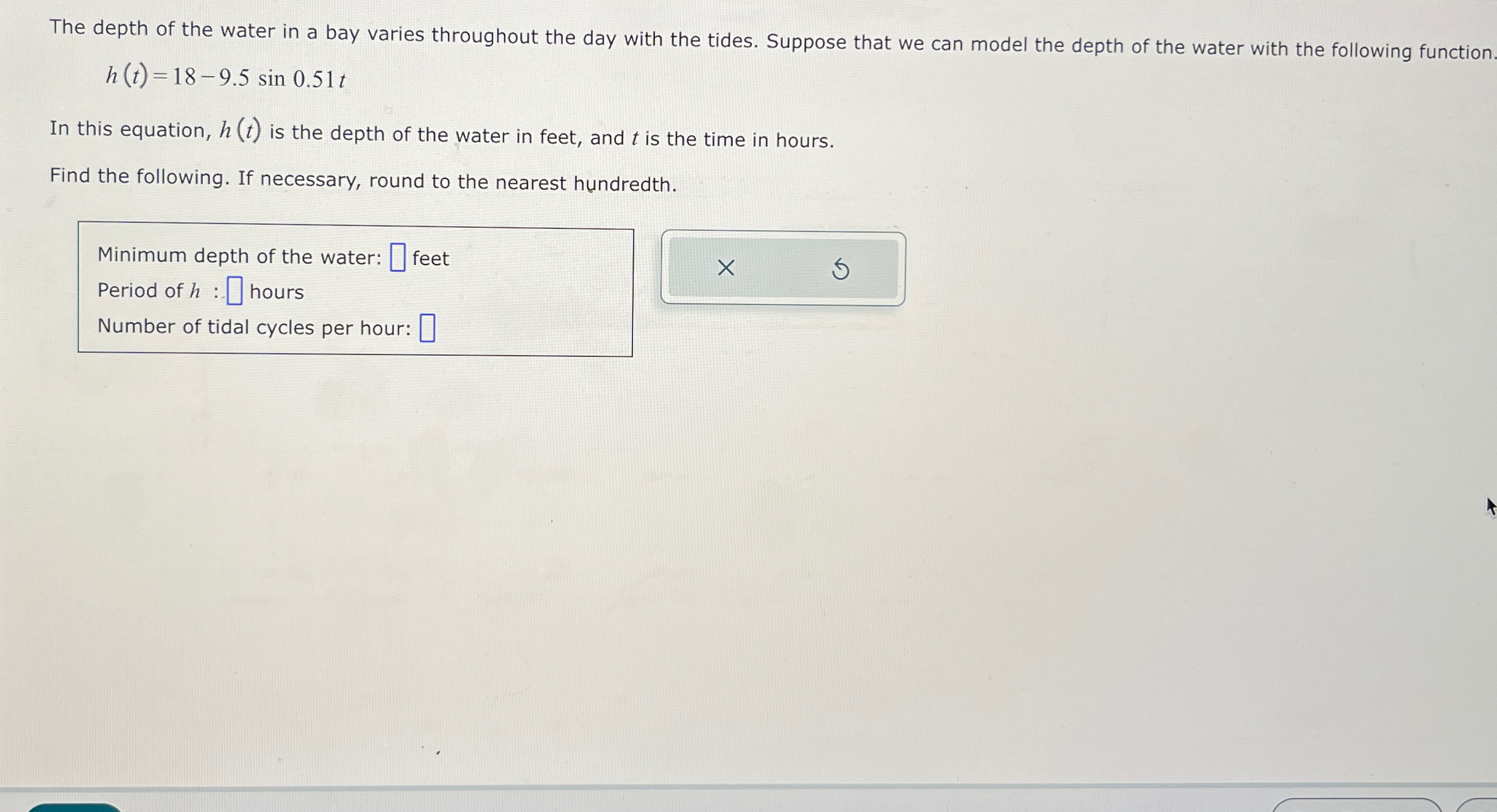 Solved 7. ﻿The depth of the water in a bay varies throughout | Chegg.com