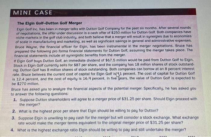 Bruce has asked you to analyze the financial aspects | Chegg.com