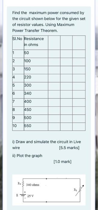 Solved Find the maximum power consumed by the circuit shown | Chegg.com