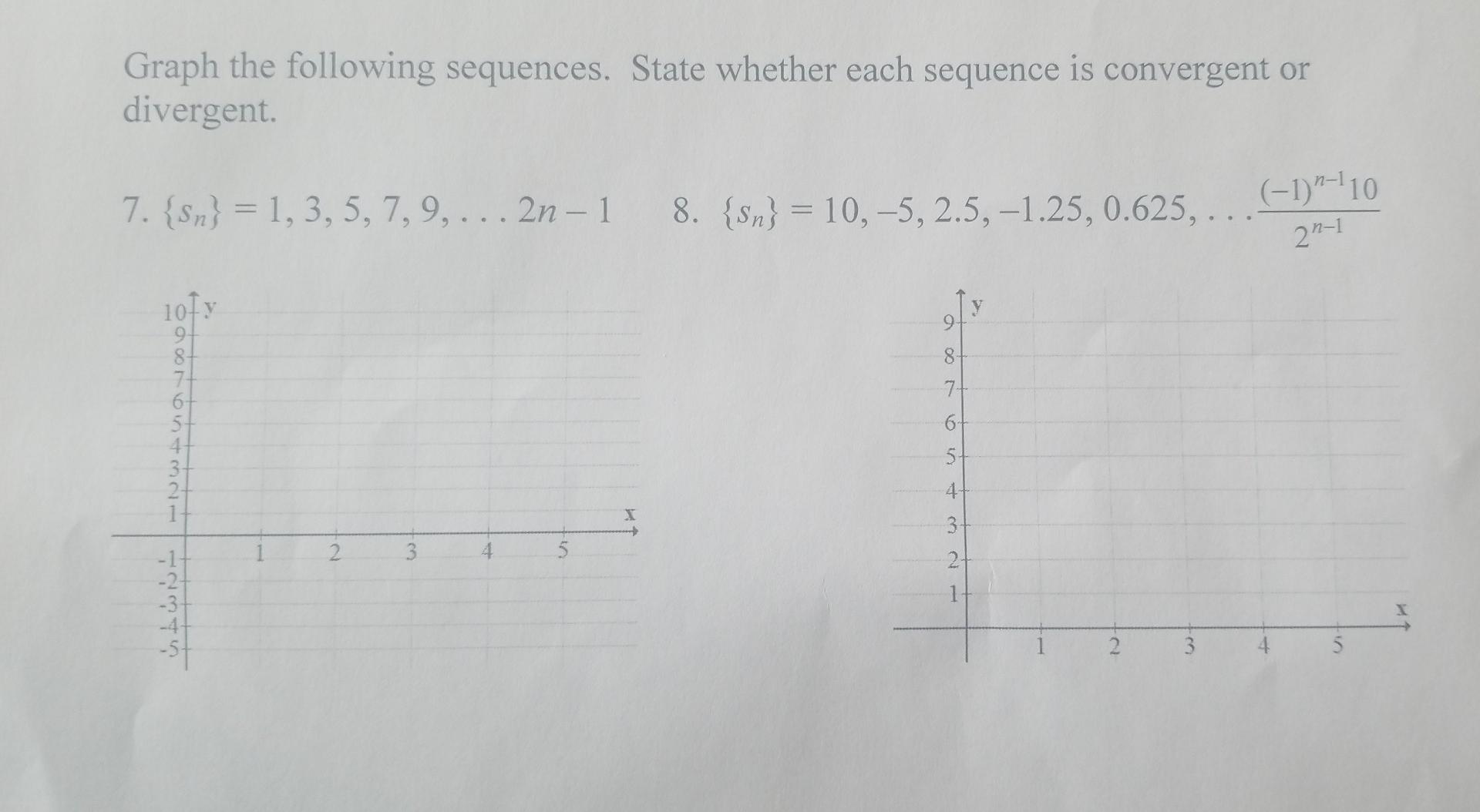 Solved Graph the following sequences. State whether each | Chegg.com