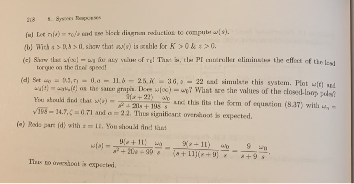 Solved Problem 13 Disturbance Rejection Using a PI Speed | Chegg.com