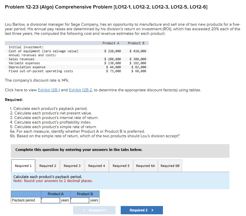Solved Problem 12-23 (Algo) ﻿Comprehensive Problem [LO12-1, | Chegg.com