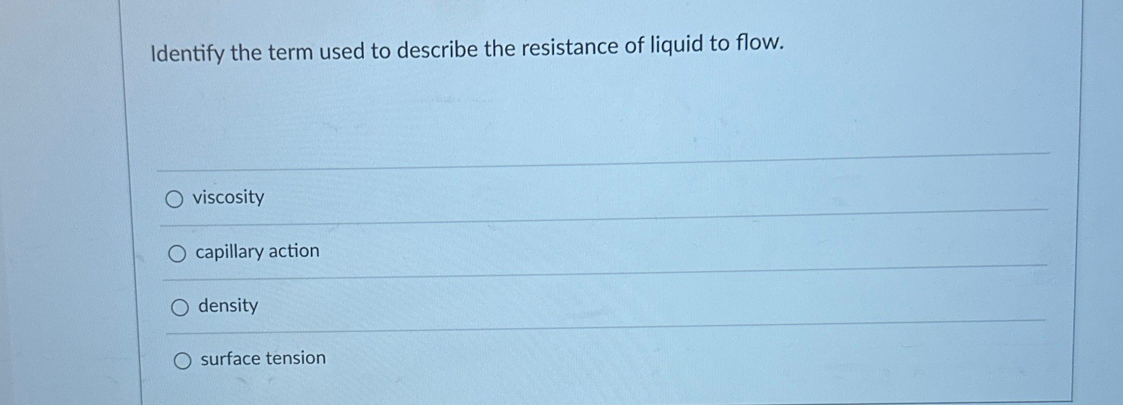 Solved Identify the term used to describe the resistance of | Chegg.com
