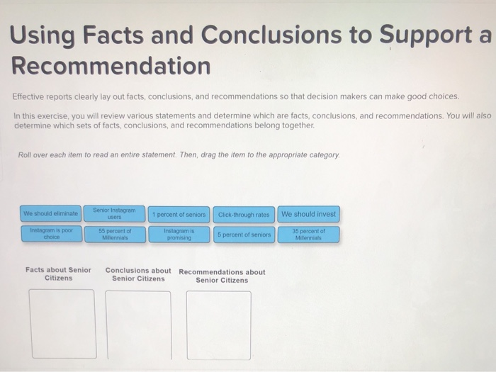 Using Facts and Conclusions to Support a | Chegg.com