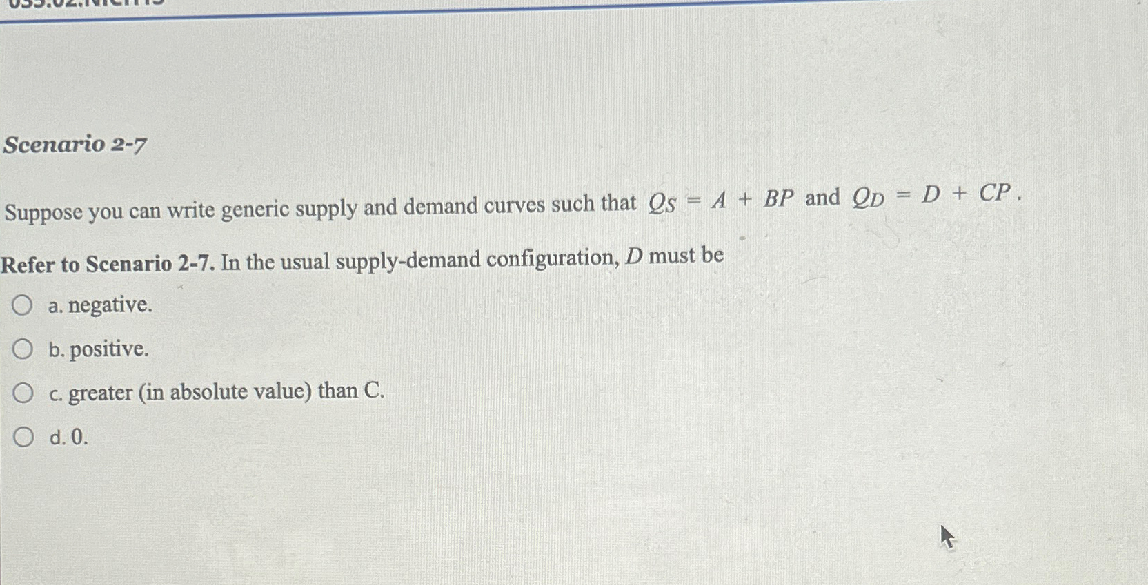 Solved Scenario 2-7Suppose you can write generic supply and | Chegg.com