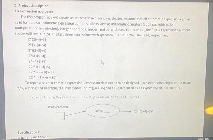 Solved An expression evaluatorFor this project, you will | Chegg.com