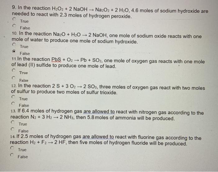 Solved 9. In the reaction H2O2 + 2 NaOH Na2O2 + 2 H2O, 4.6 | Chegg.com
