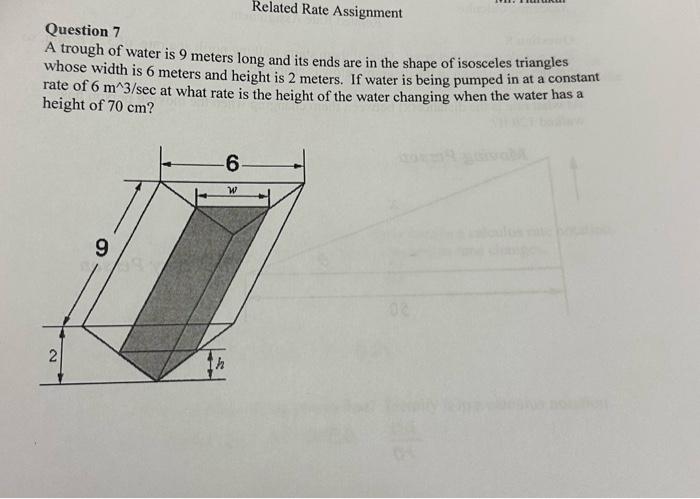 Solved Question 7 A trough of water is 9 meters long and its | Chegg.com