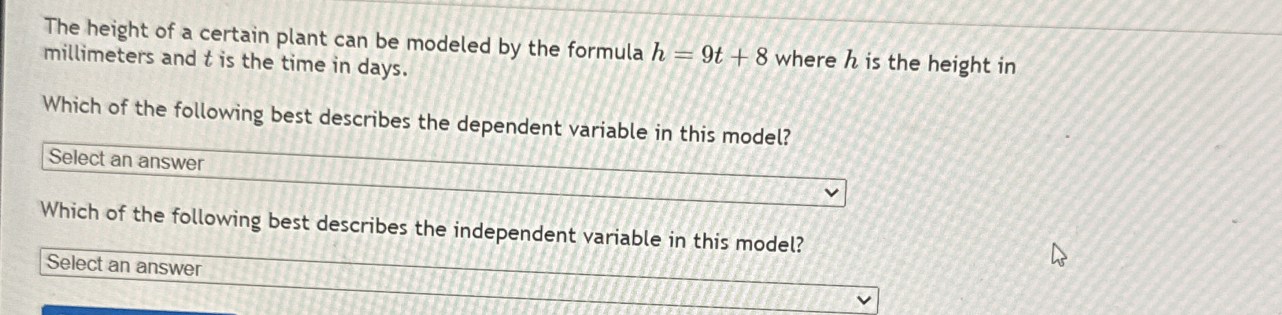 Solved The height of a certain plant can be modeled by the | Chegg.com