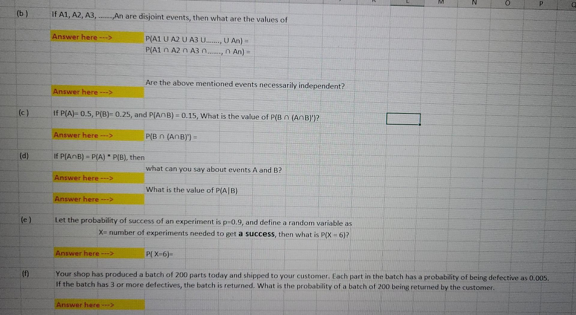 Solved M o р (b ) If A1, A2, A3, An are disjoint events, | Chegg.com