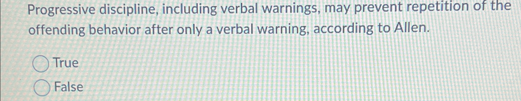 Solved Progressive discipline, including verbal warnings, | Chegg.com