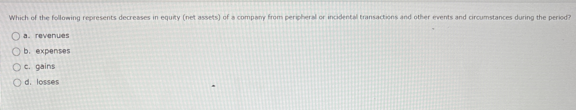 Solved Which of the following represents decreases in equity | Chegg.com