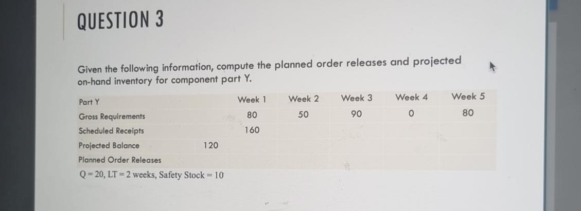QUESTION 3Given the following information, compute | Chegg.com