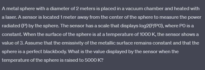 Solved A metal sphere with a diameter of 2 meters is placed | Chegg.com