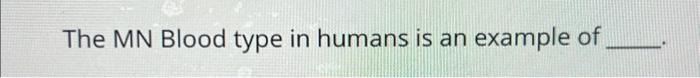 Solved The MN Blood type in humans is an example of | Chegg.com