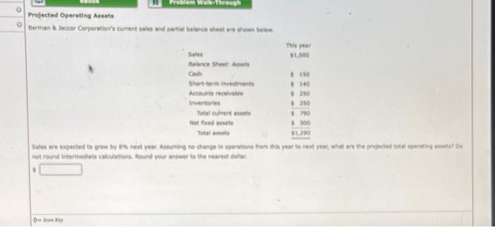 Solved Projected Operating Assets | Chegg.com