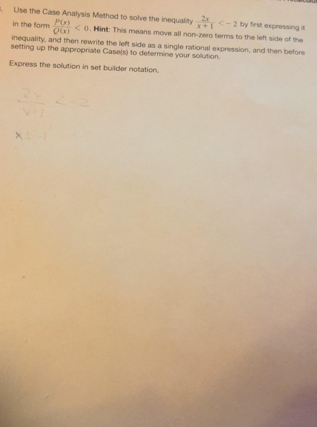 Solved Use the Case Analysis Method to solve the inequality | Chegg.com