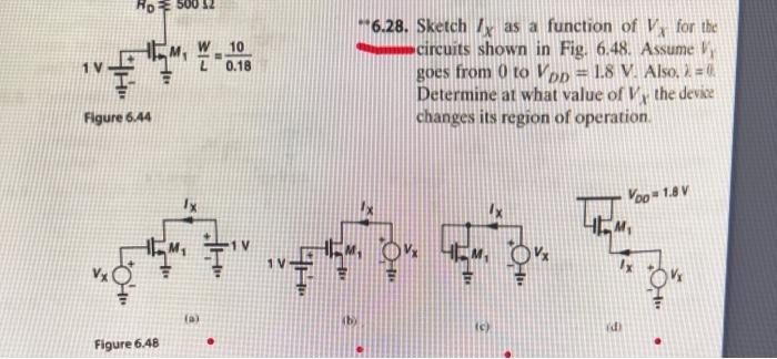 6.28. Sketch IX as a function of VX for the circuits | Chegg.com