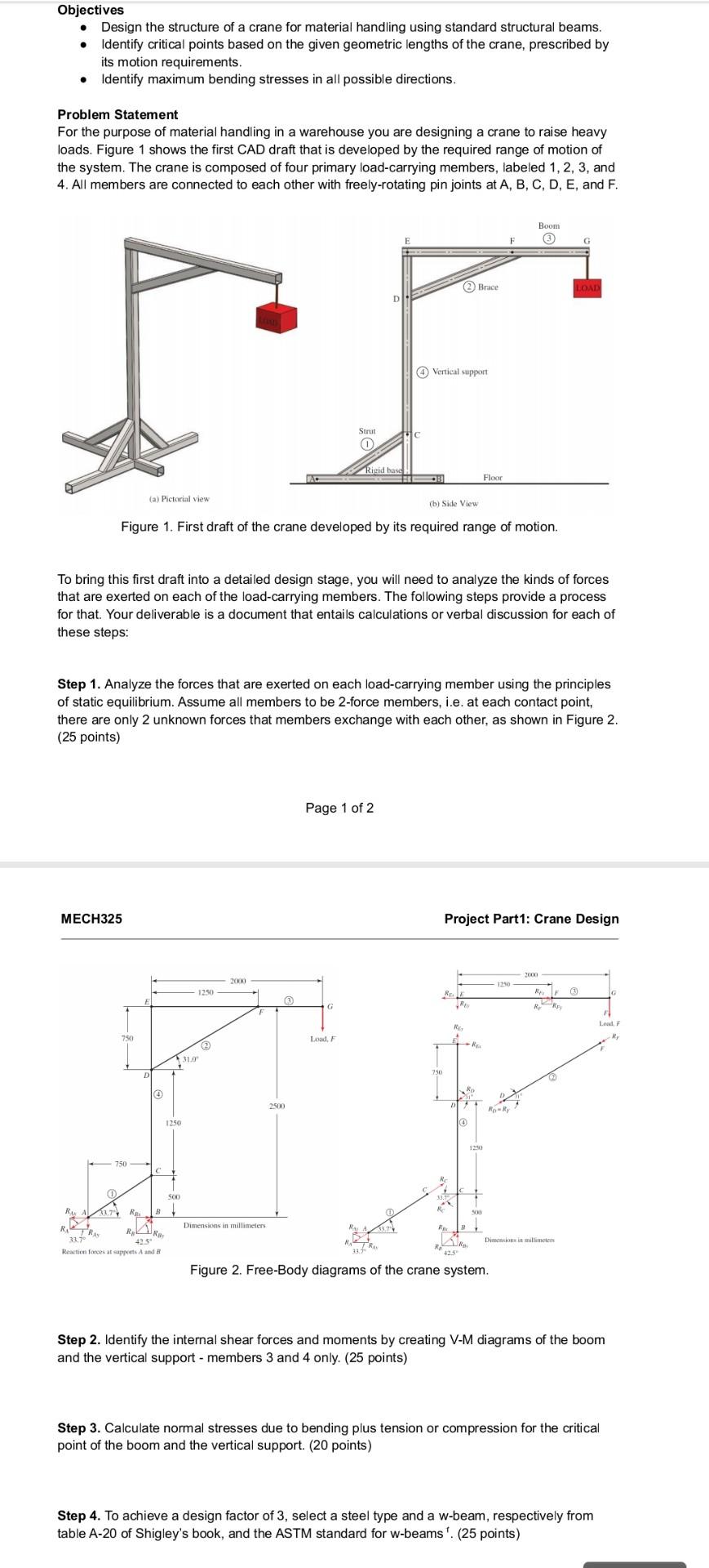 Objectives - Design the structure of a crane for | Chegg.com