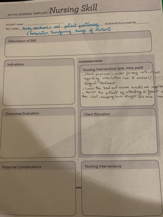 Nursing Skill ACTIVE LEARNING TEMPLATE REVIEW MODULE | Chegg.com