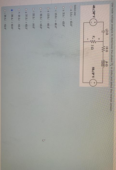 Solved Use node voltage analysis to determine the phasor V, | Chegg.com