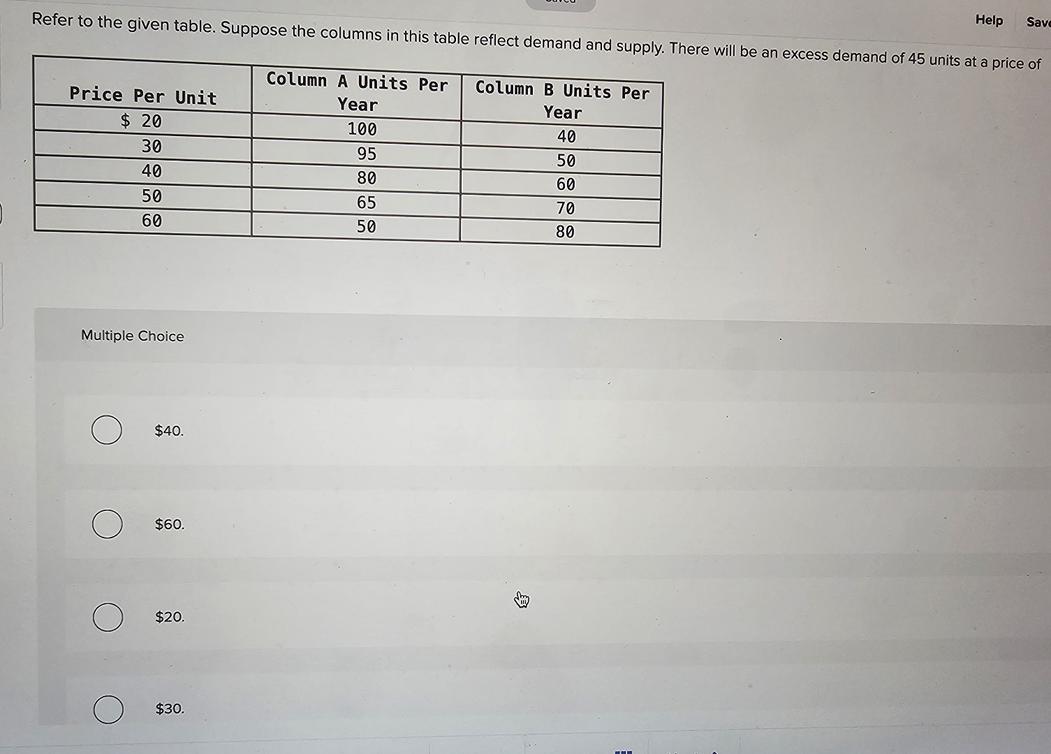 Solved HelpRefer to the given table. Suppose the columns in | Chegg.com